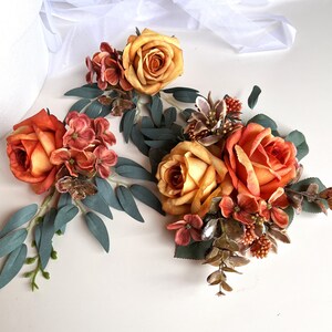 Wedding Cake Topper Flowers Cake Toppers Rust Bunt Orange Rustic Wedding Eucalyptus Roses Berry ...