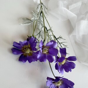 Wild Flowers Cosmos Flower Stems Faux Silk Cosmoses Navy Blue Purple ...