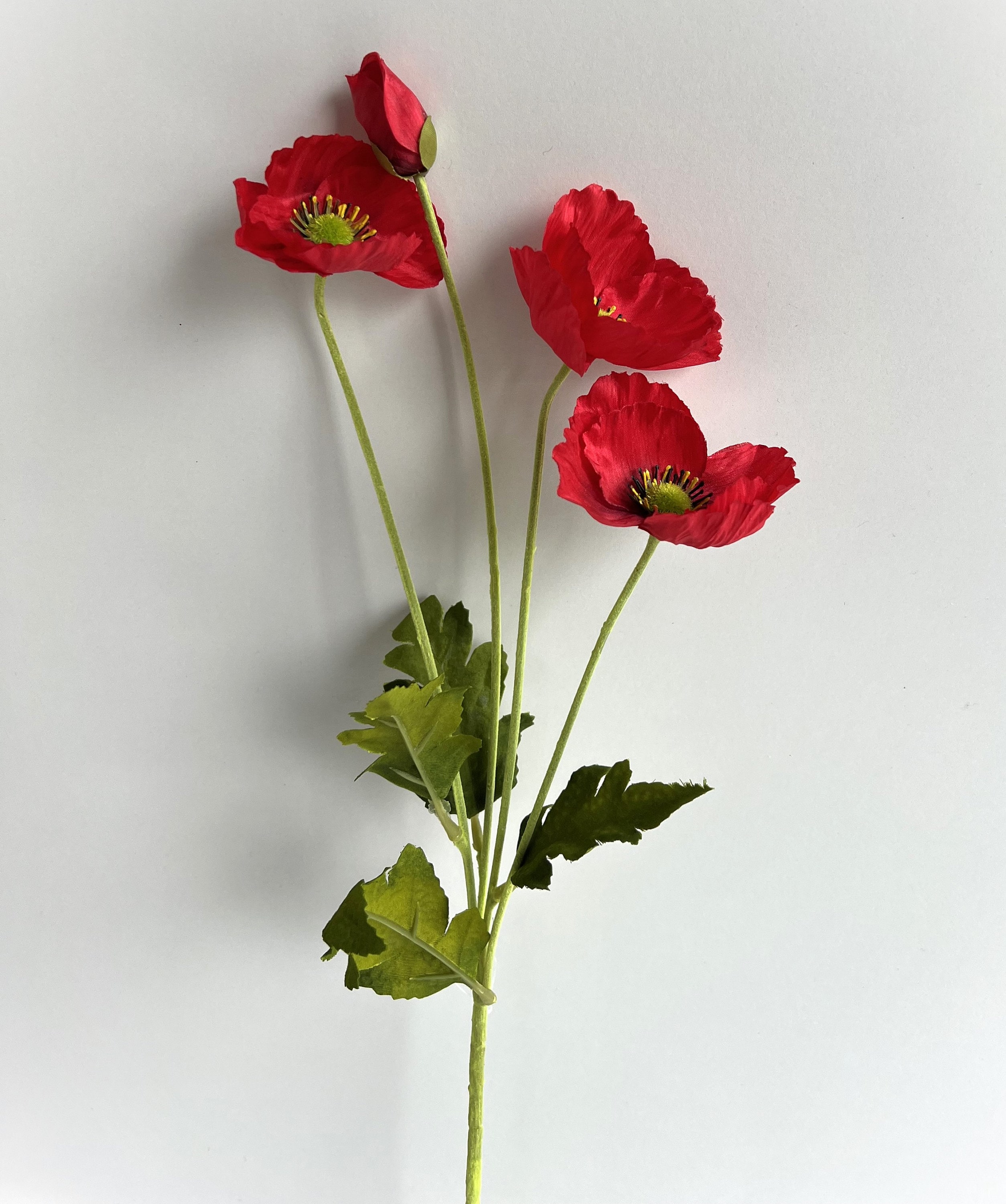 Red Poppy Flower Stem Faux Silk Artificial Red Poppies Spray - Etsy ...