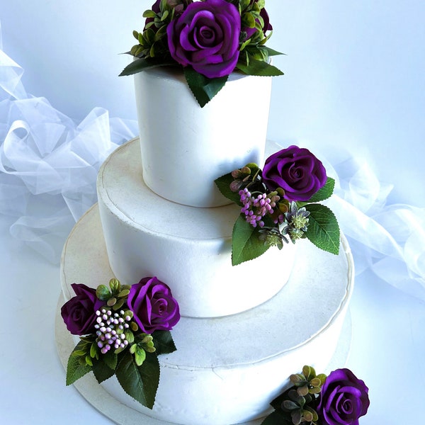 Purple Flower Wedding Cake Topper - Etsy