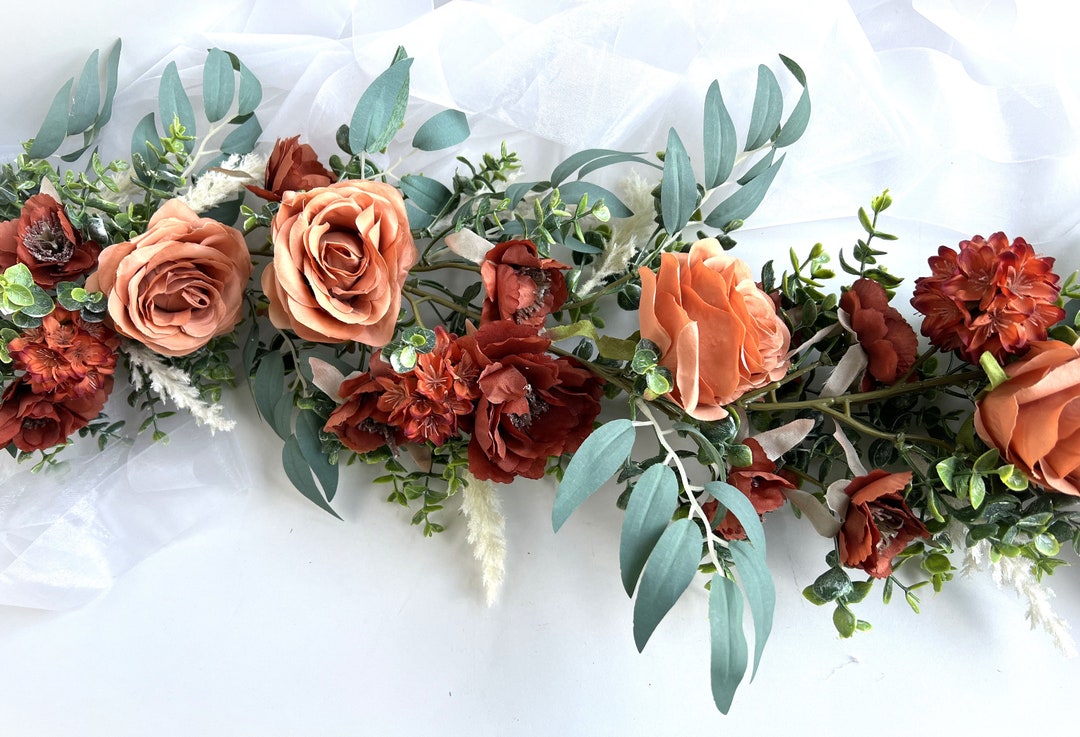 Wedding Garlands Bunt Orange Eucalyptus Gum Flower Garland Rust Orange ...
