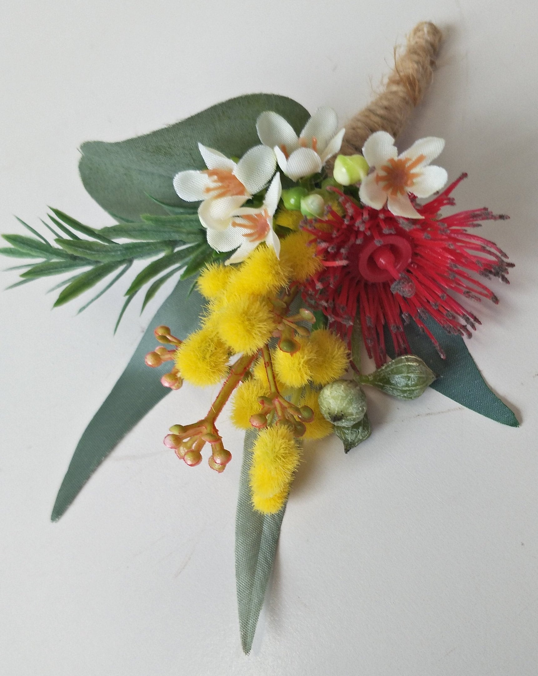 Australian native flowers buttonhole wattle wax flowers gum | Etsy