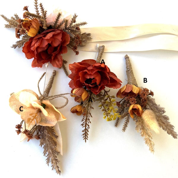 Burnt Orange Boutonnières - Etsy