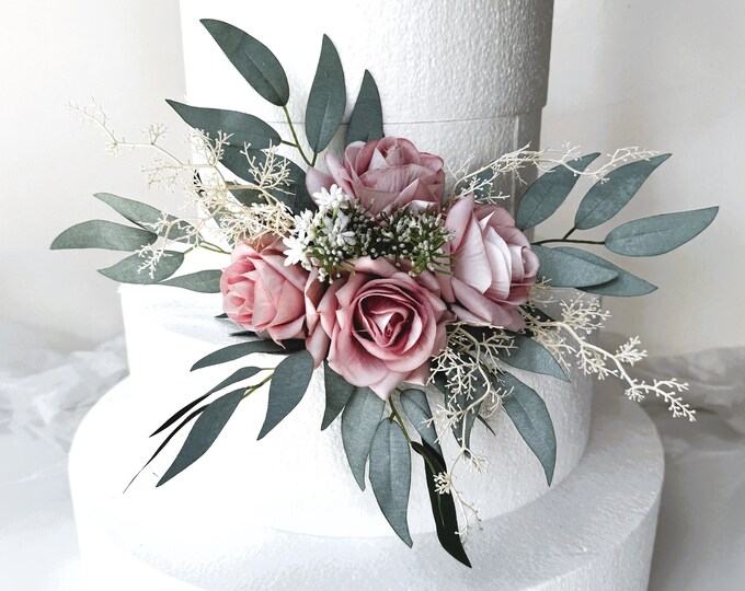 Wedding Cake Topper Flower Arrangement Wedding Cake Flowers Dusty Pink ...