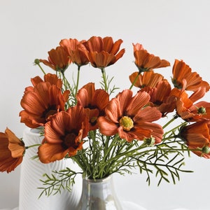 Cosmos Stem Rust Orange Real Touch Flowers Faux Silk Latex Cosmoses ...
