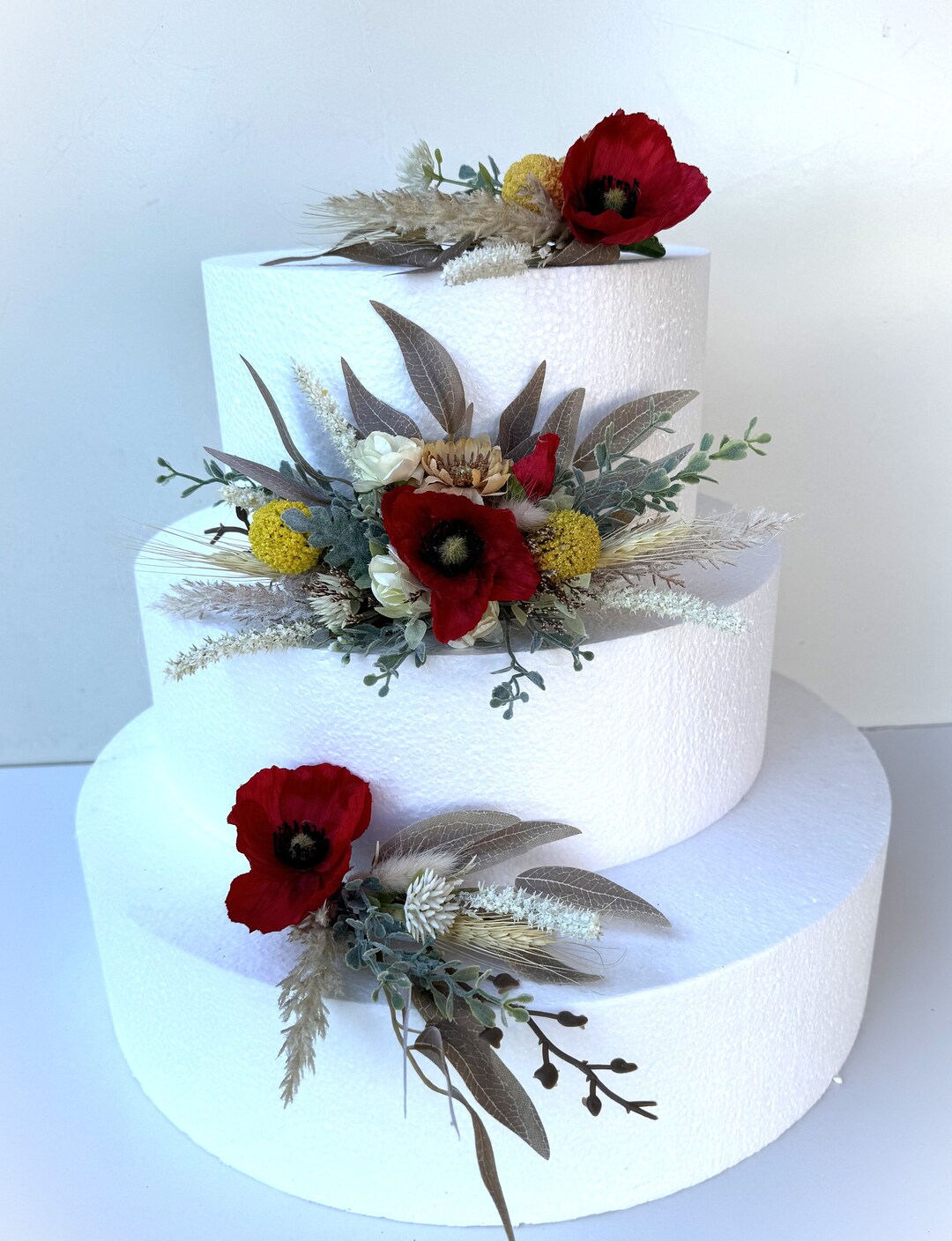 Wedding Cake Topper Flower Arrangements Wildflower Meadow Style Cake ...