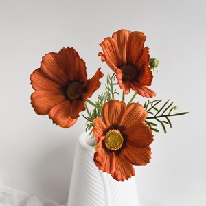 Cosmos Stem Rust Orange Real Touch Flowers Faux Silk Latex Cosmoses ...