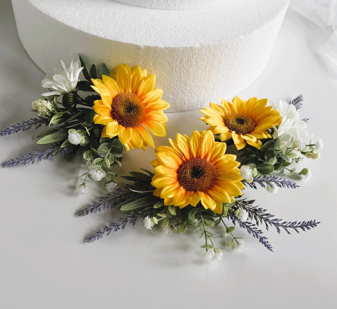 Sunflower Cake Topper Flower Arrangements Wedding Cake Flowers Lavender ...
