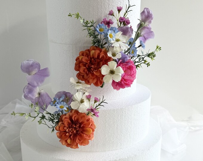 Wildflower Cake Topper Flowers Meadow Cake Flower Arrangement Faux Silk ...