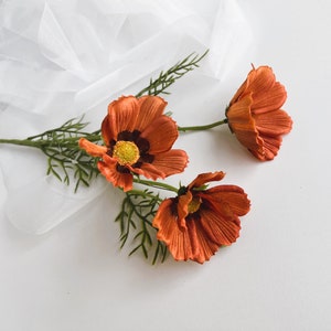 Cosmos Stem Rust Orange Real Touch Flowers Faux Silk Latex Cosmoses ...
