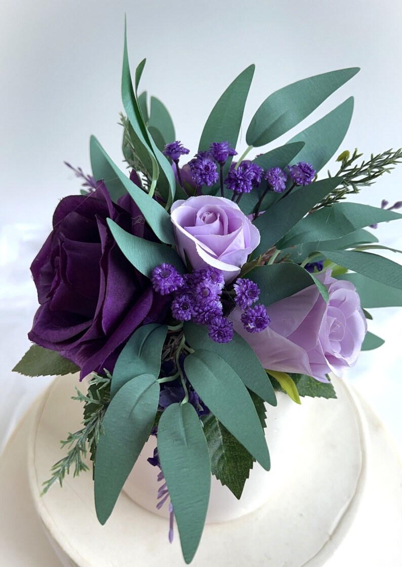 Wedding Cake Topper Flowers Cake Toppers Arrangement Purple - Etsy