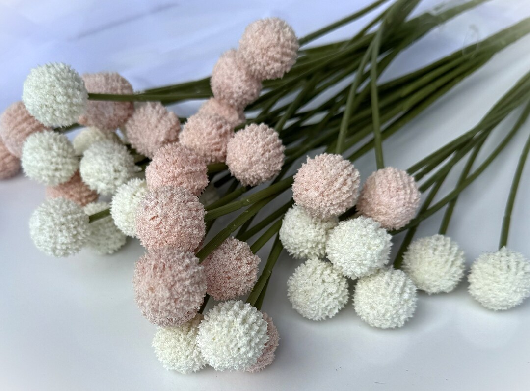 Native Billy Button Stem Pink White Artificial Billy Buttons Faux Silk ...