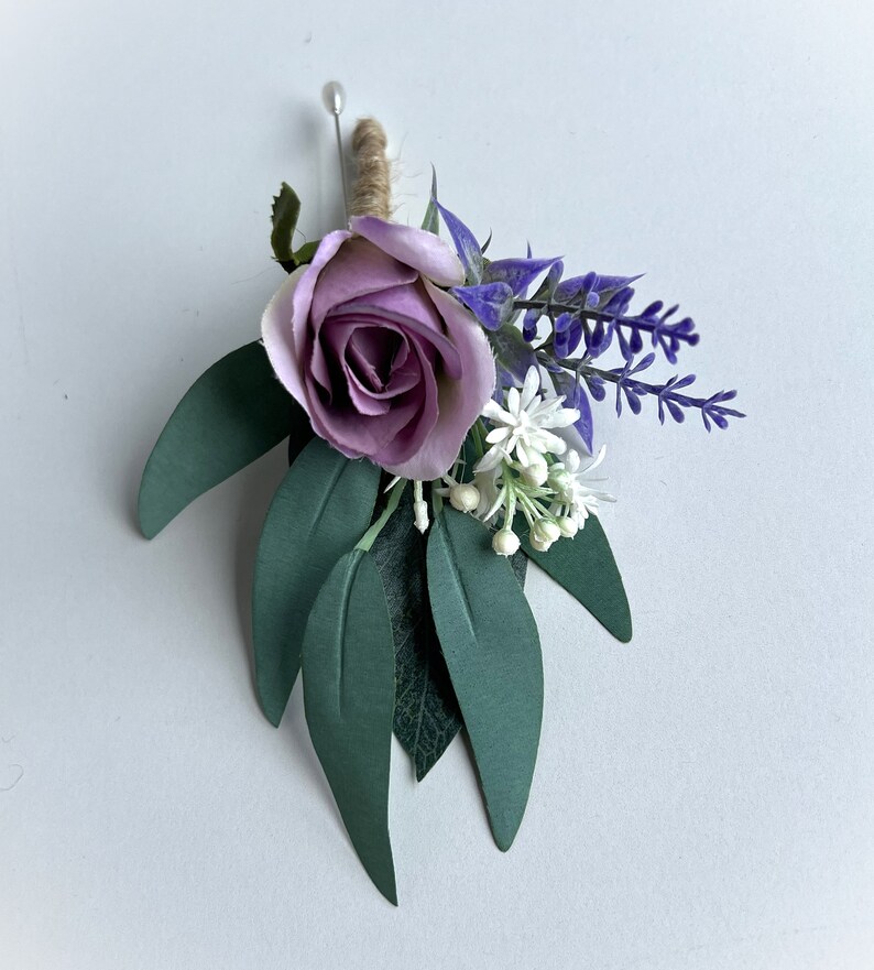 Wedding Bouquet Teardrop Dusty Lavender Purple White Rose - Etsy
