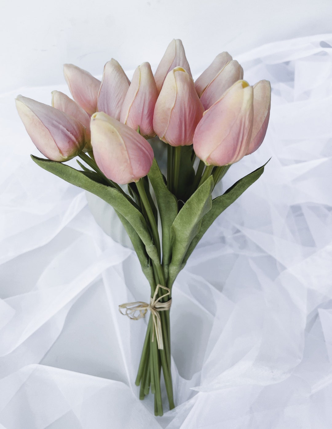 Real Touch Pink Tulip Bouquet Bunch Latex Tulips Wedding Flowers 12 ...