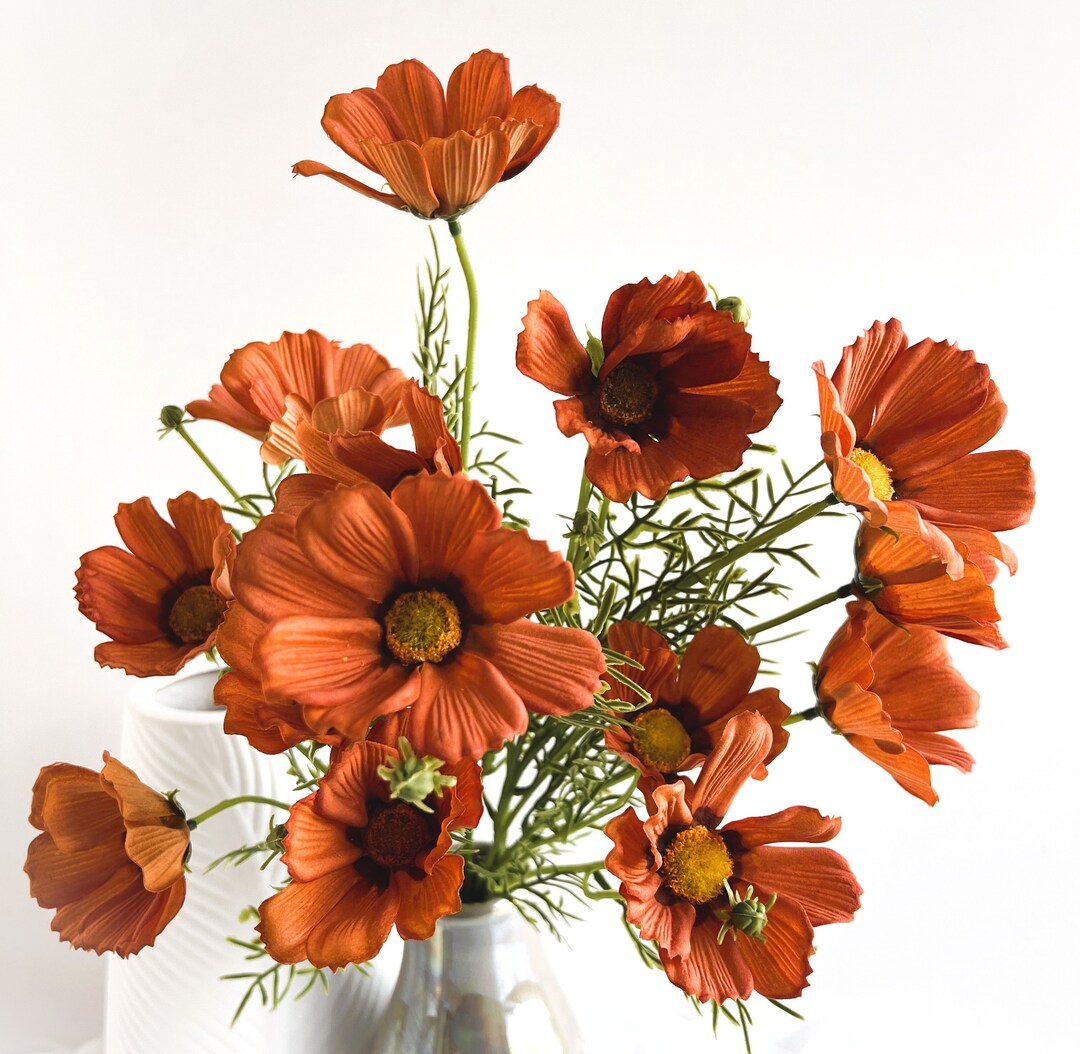 Cosmos Stem Rust Orange Real Touch Flowers Faux Silk Latex Cosmoses ...