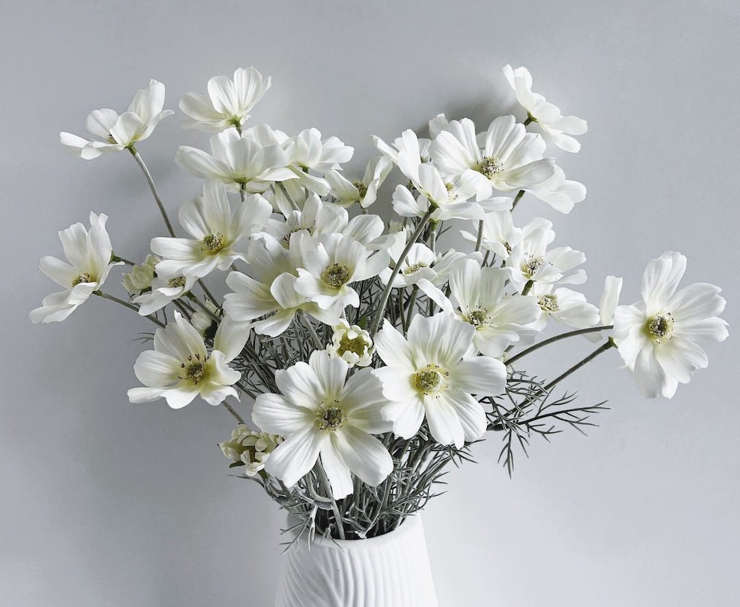 Cosmos Flower Stem Faux Silk Wildflowers Cream Cosmoses Flower Stems ...