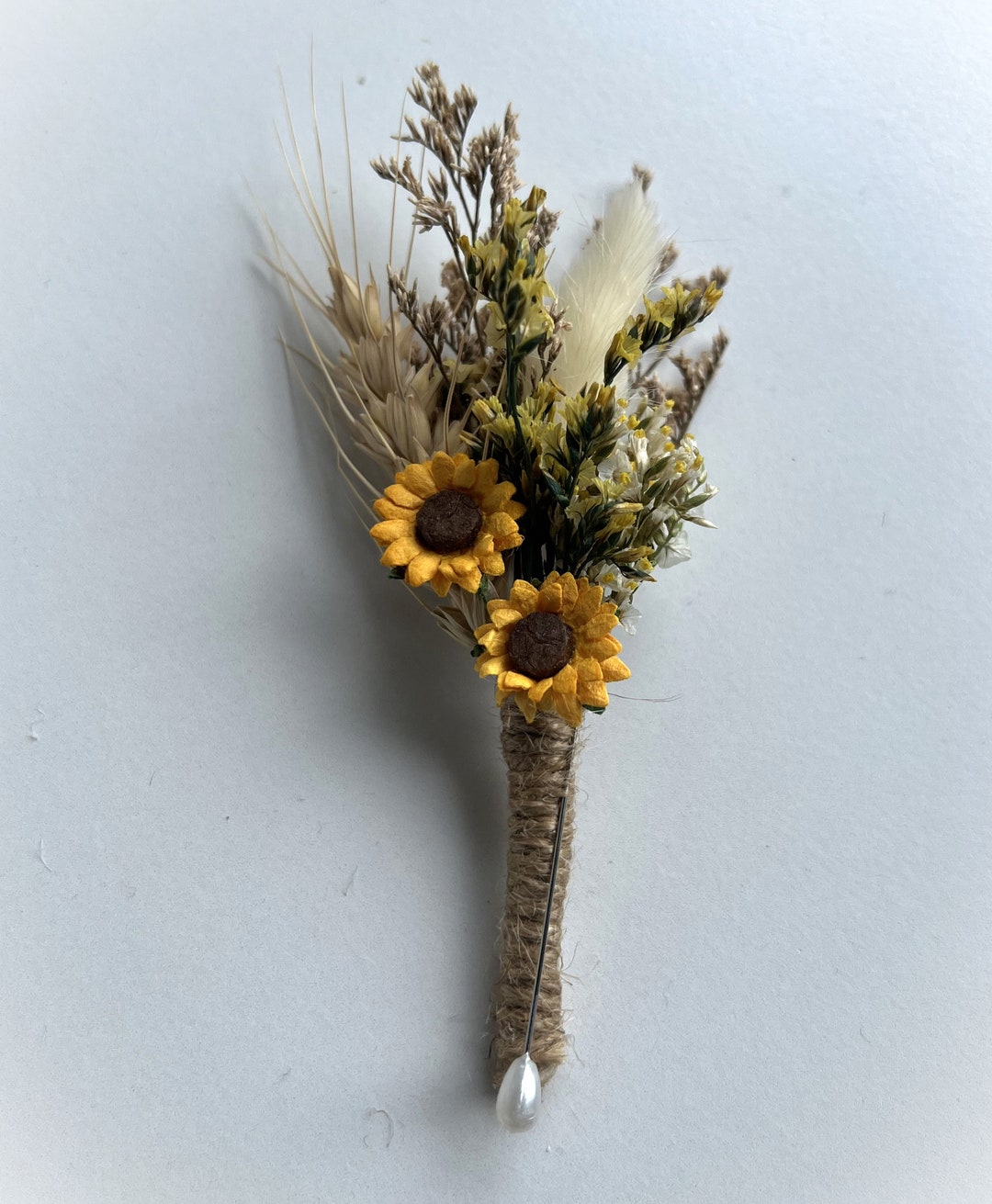 Sunflower Groom Boutonniere Flowers Rustic Style Dried Flower Pinhole ...