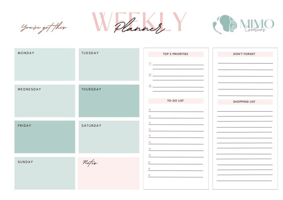 Remarkable Weekly Planner Template - Etsy