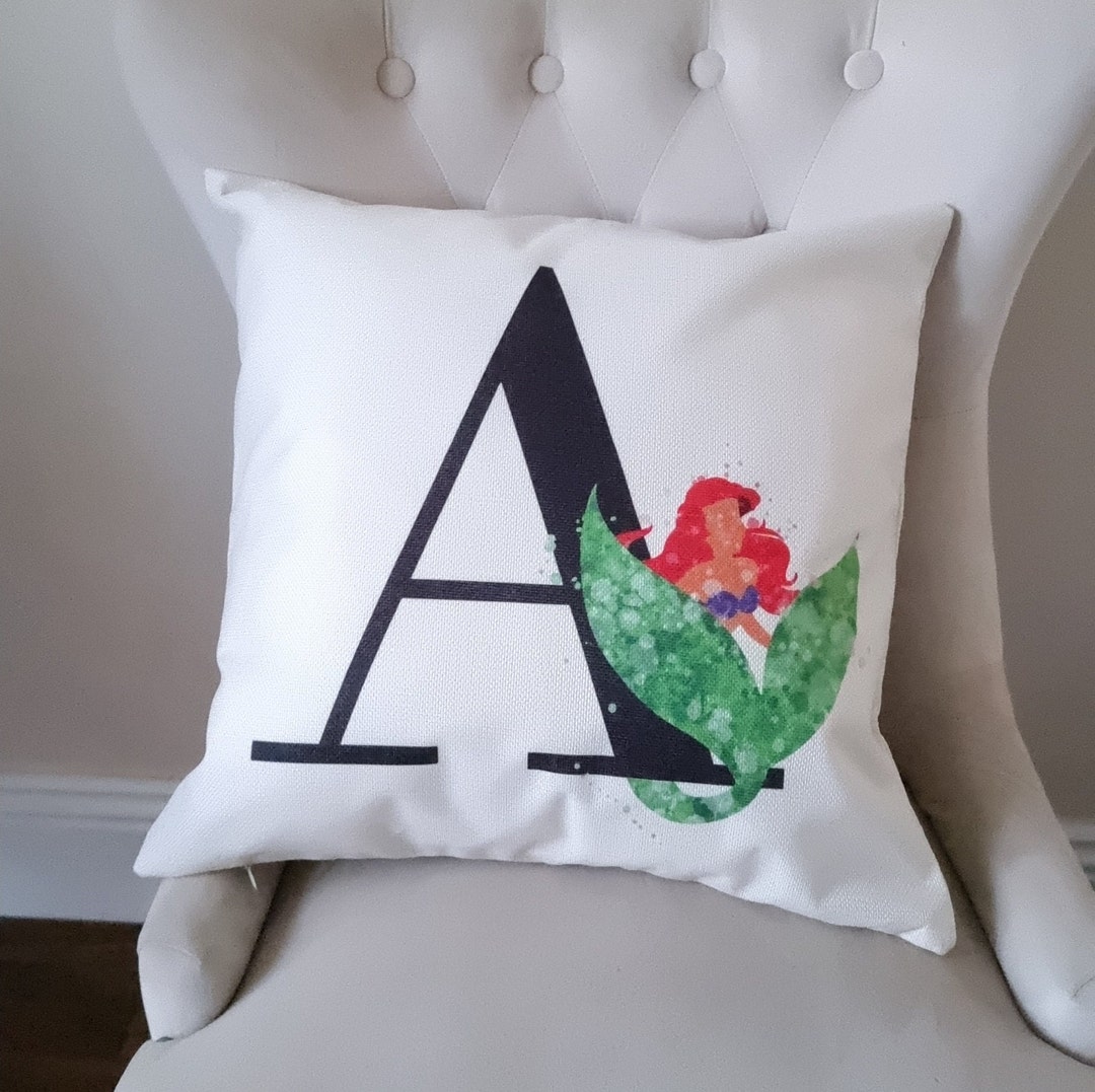 The Little Mermaid Ariel Princess Inspired " Letter A " Cushion Cover ...