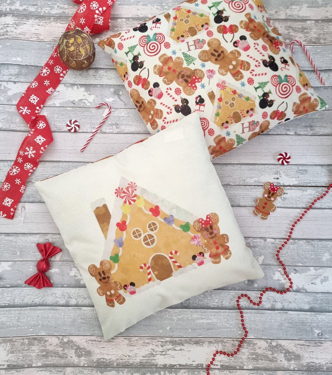 Double Sided Christmas Mickey Minnie Mouse Gingerbread House - Etsy