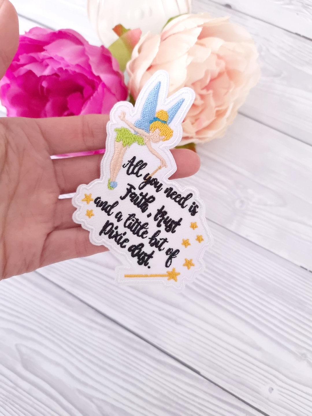 Disney Tinkerbell Fairy Quote Faith Trust Pixie Dust Embroidered Patch ...