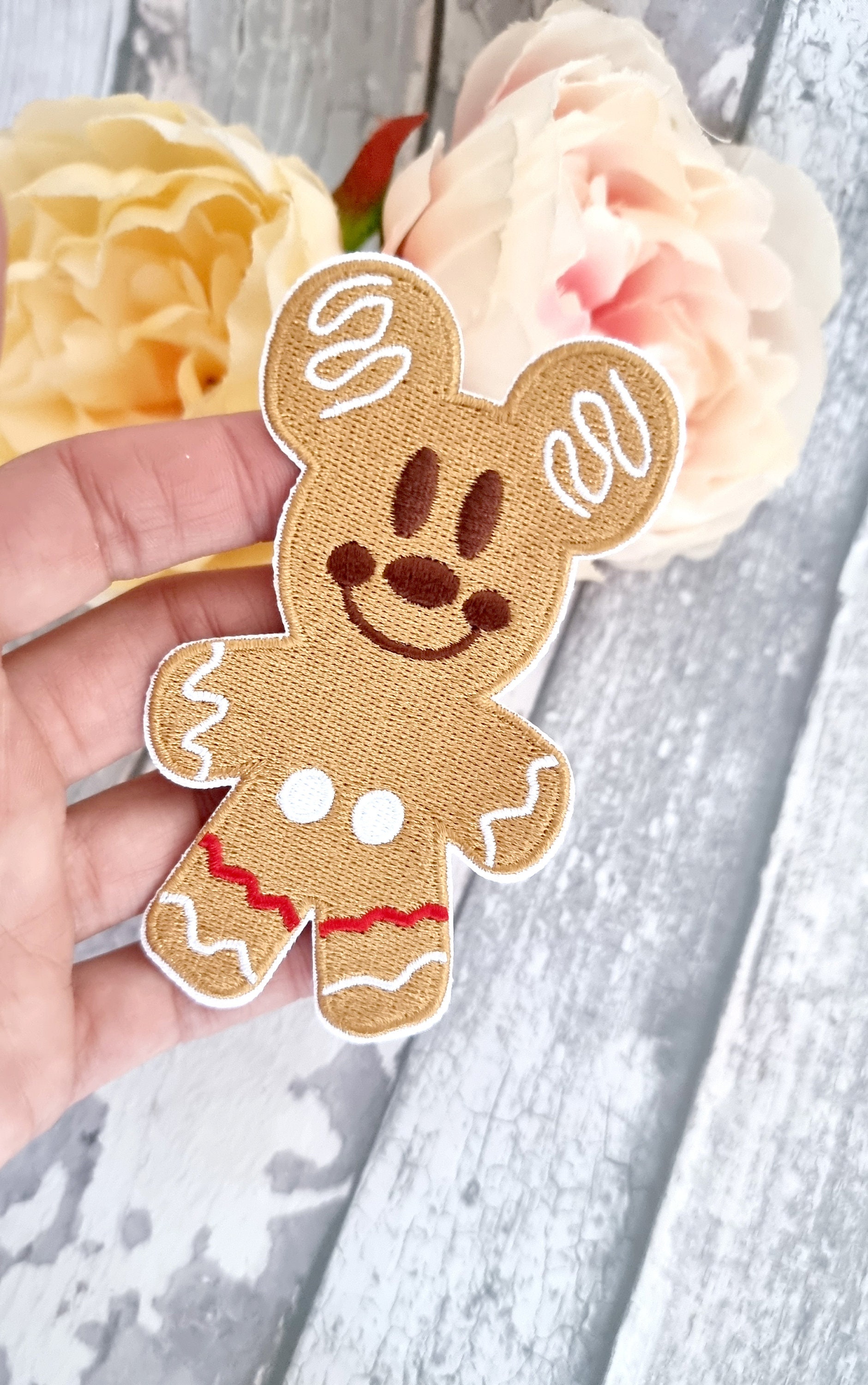 Disney Minnie Mickey Gingerbread Ears Christmas Candy Sweet Embroidered ...