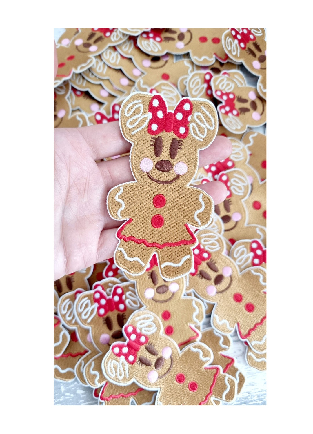 Disney Minnie Mouse Ears Gingerbread Man Christmas Candy Embroidered ...