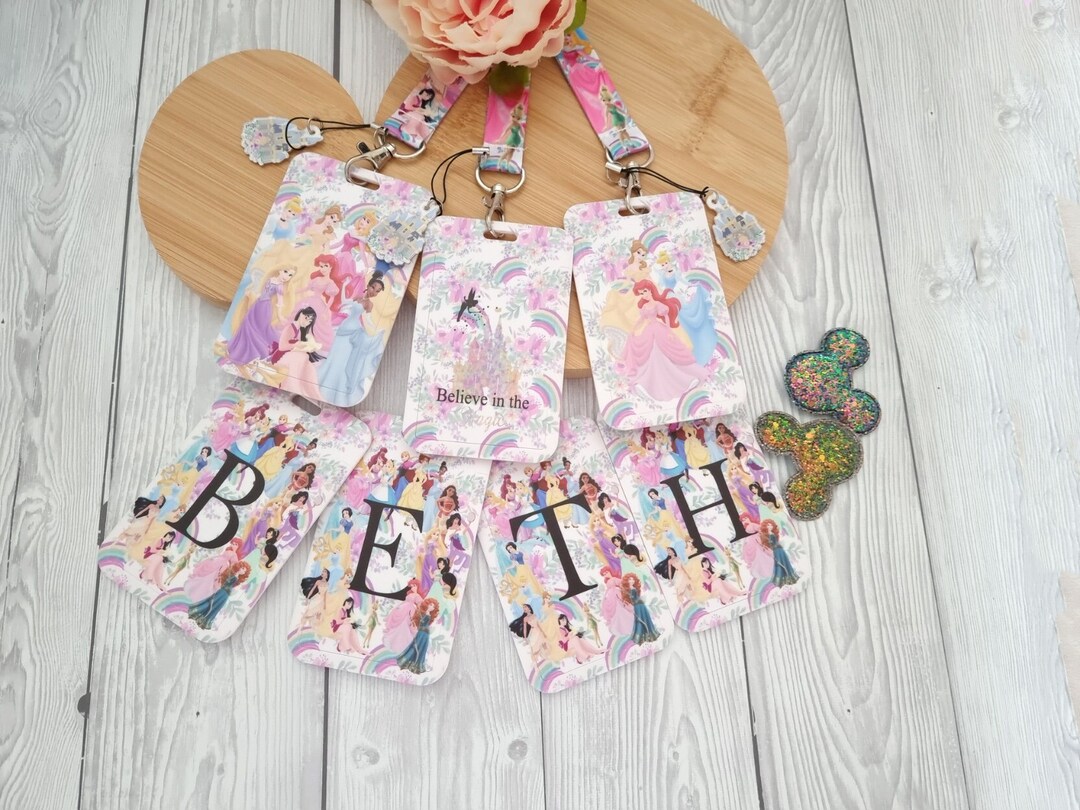 Disney Princess Group - Personalized Initial Letter Lanyard / Keychain ...