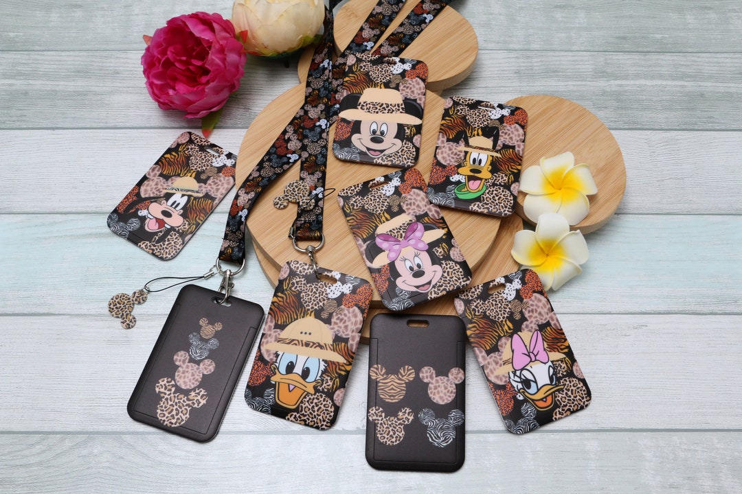 Mickey Minnie Disney Animal Safari Print Lanyard / Keychain / Lanyard ...