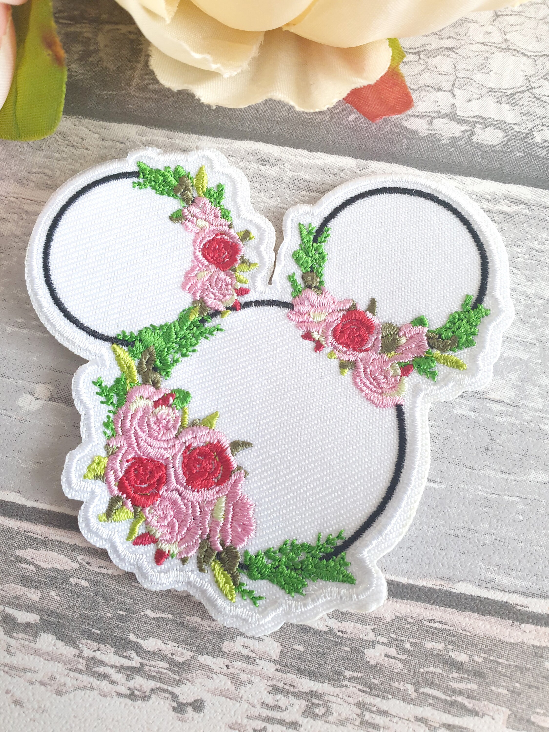 Minnie Mickey Mouse Floral Embroidered Iron-on Patch - Etsy