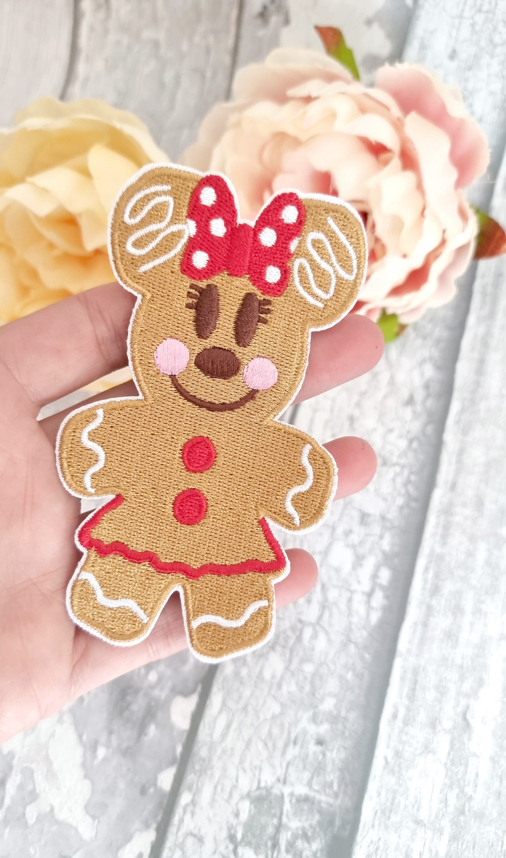 Disney Minnie Mickey Gingerbread Ears Christmas Candy Sweet Embroidered ...