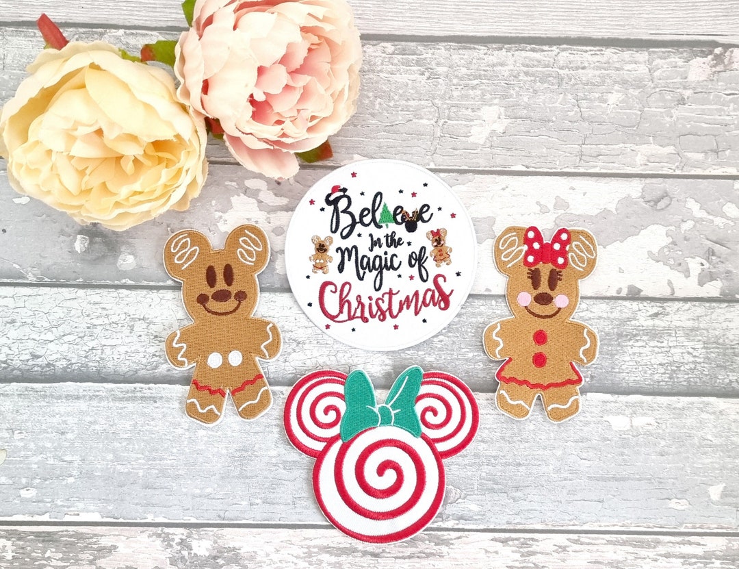 Disney Minnie Mickey Gingerbread Ears Christmas Candy Sweet Embroidered ...