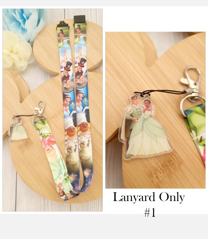 Disney Princess & the Frog Tiana White Lanyard/keychain With Matching ...