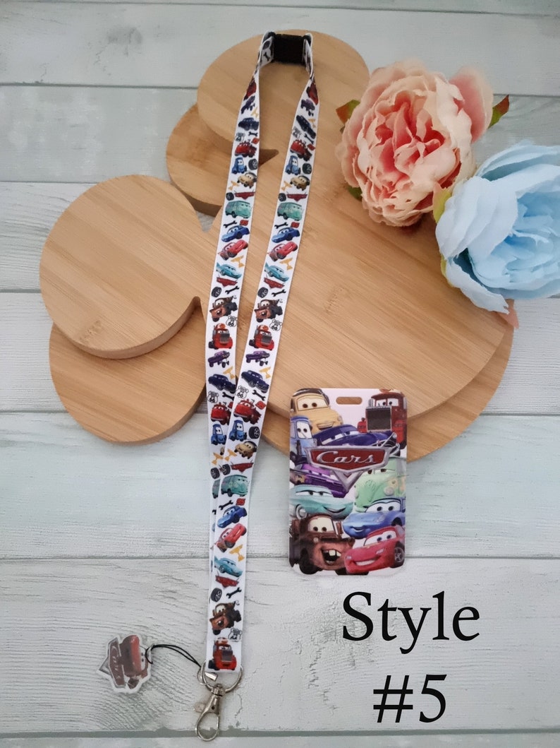 Disney Cars Lighting Mcqueen Mater Keychain / Lanyard Badge Holder ...