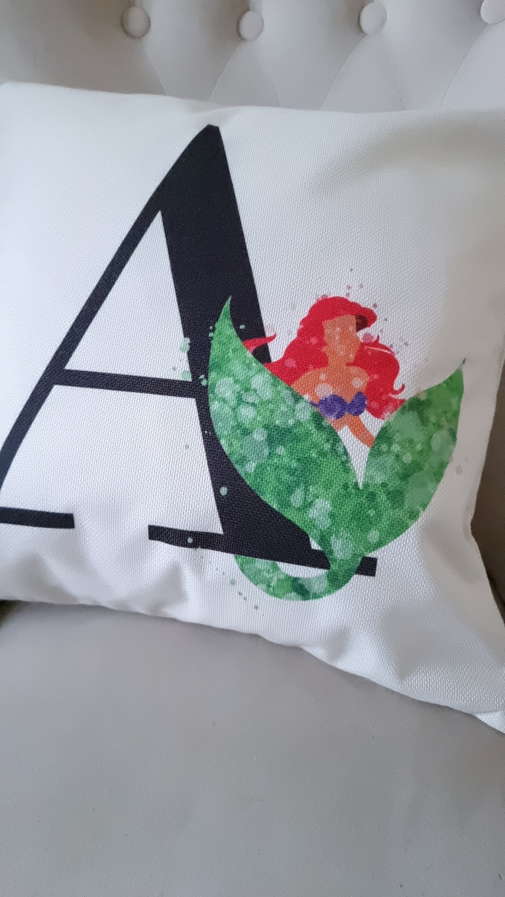 The Little Mermaid Ariel Princess Inspired " Letter A " Cushion Cover ...