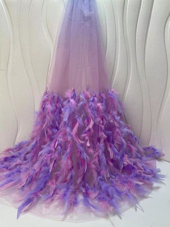 Fashion Lace Fabric With Feathers Multicolor Feather Fabric - Etsy