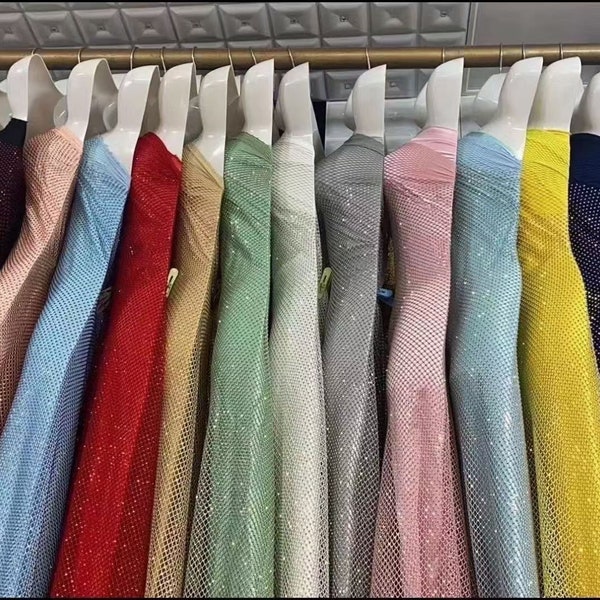 Rhinestone Fishnet Fabric - Etsy