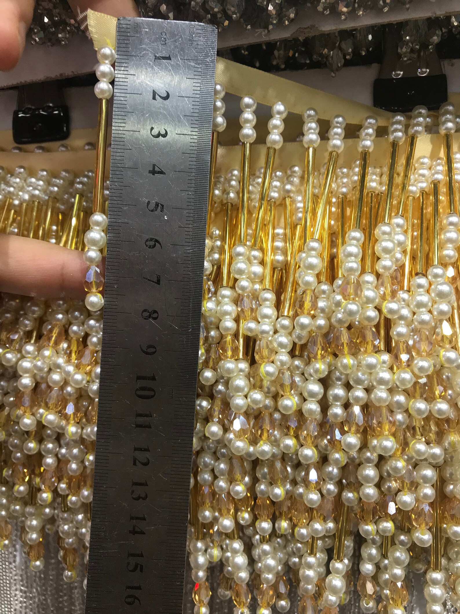 Heavy Beaded Tassel Trim Pearls Trim Tassels Rhinestone Lace | Etsy