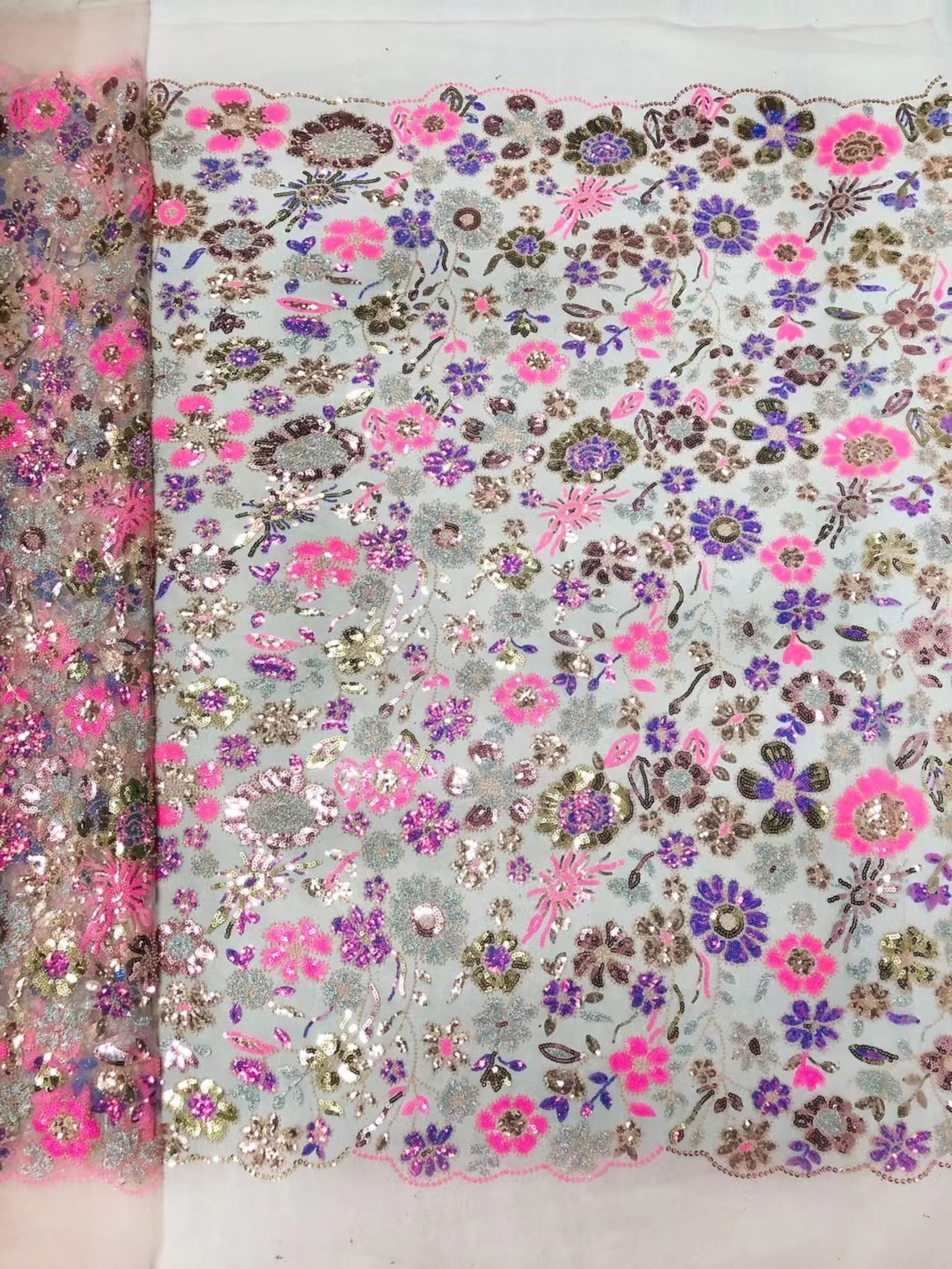 New Arrival Multicolor Sequins Lace Fabric Beaded Lace - Etsy