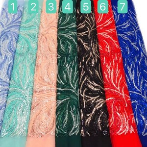 Fashion Shinning Sequins Lace Fabric , Multicolor Sequins Lace Fabric ...