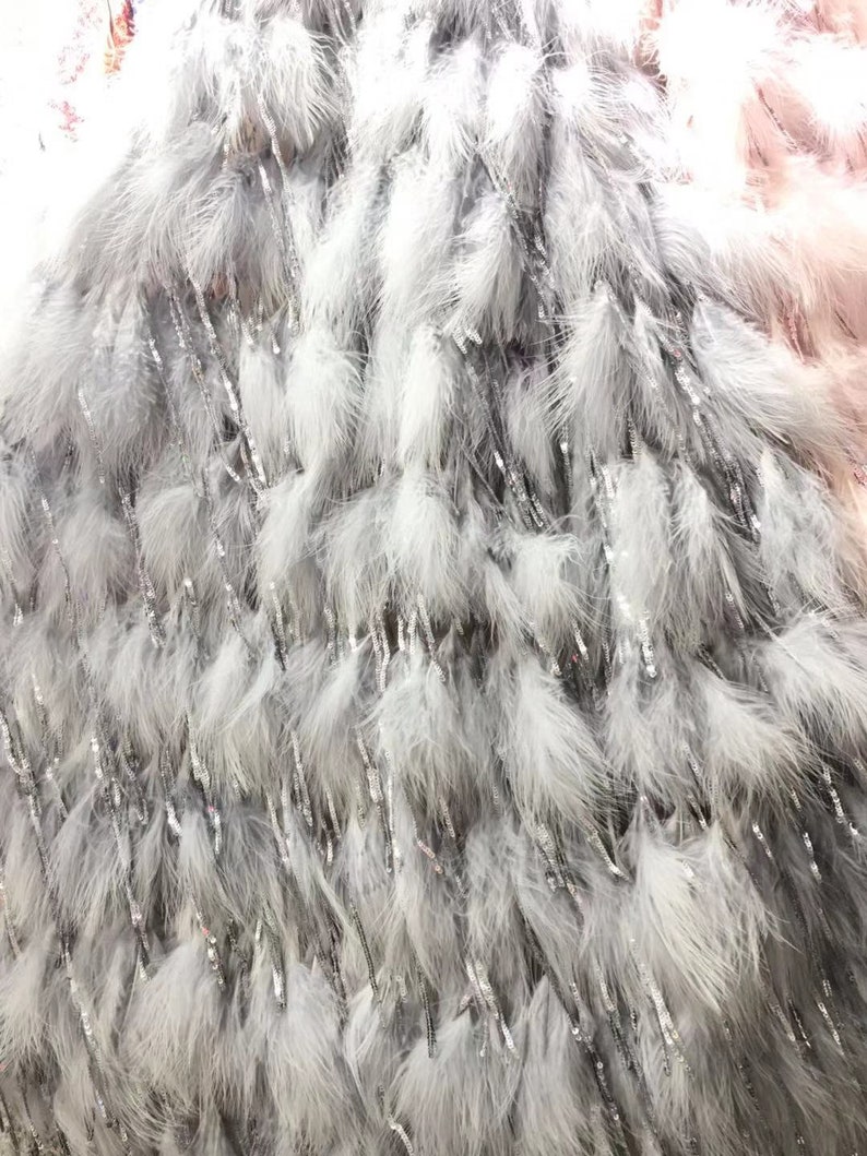 Luxury elegant feathers lace fabric fashion show lace fabric | Etsy
