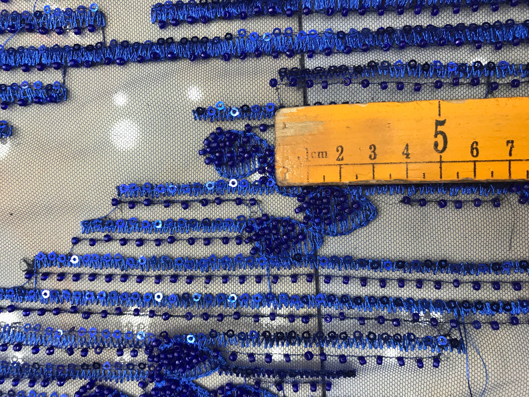 Blue fashion beaded lace fabric newest sequins lace fabric | Etsy