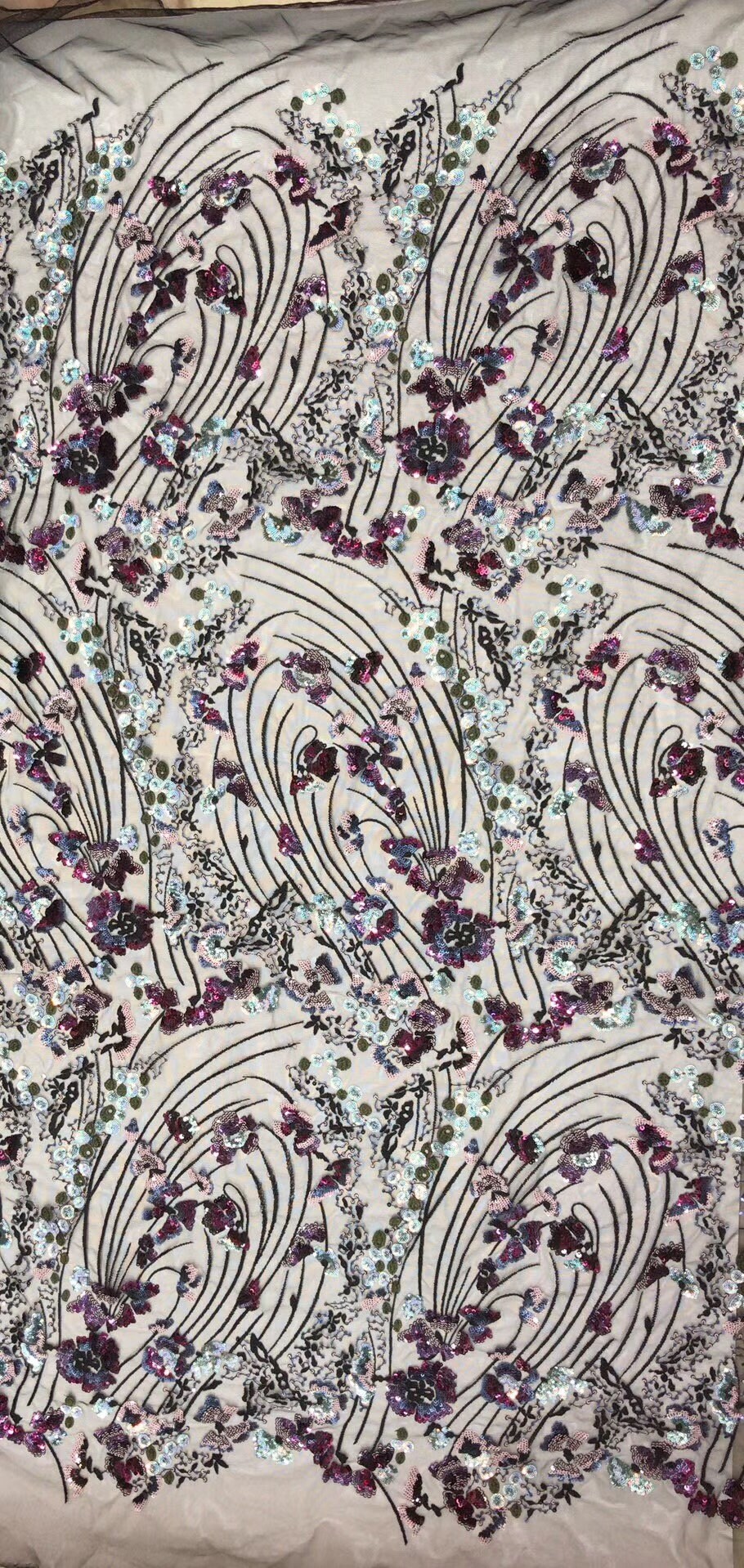 Fashion new mixed color sequins lace fabric French lace | Etsy