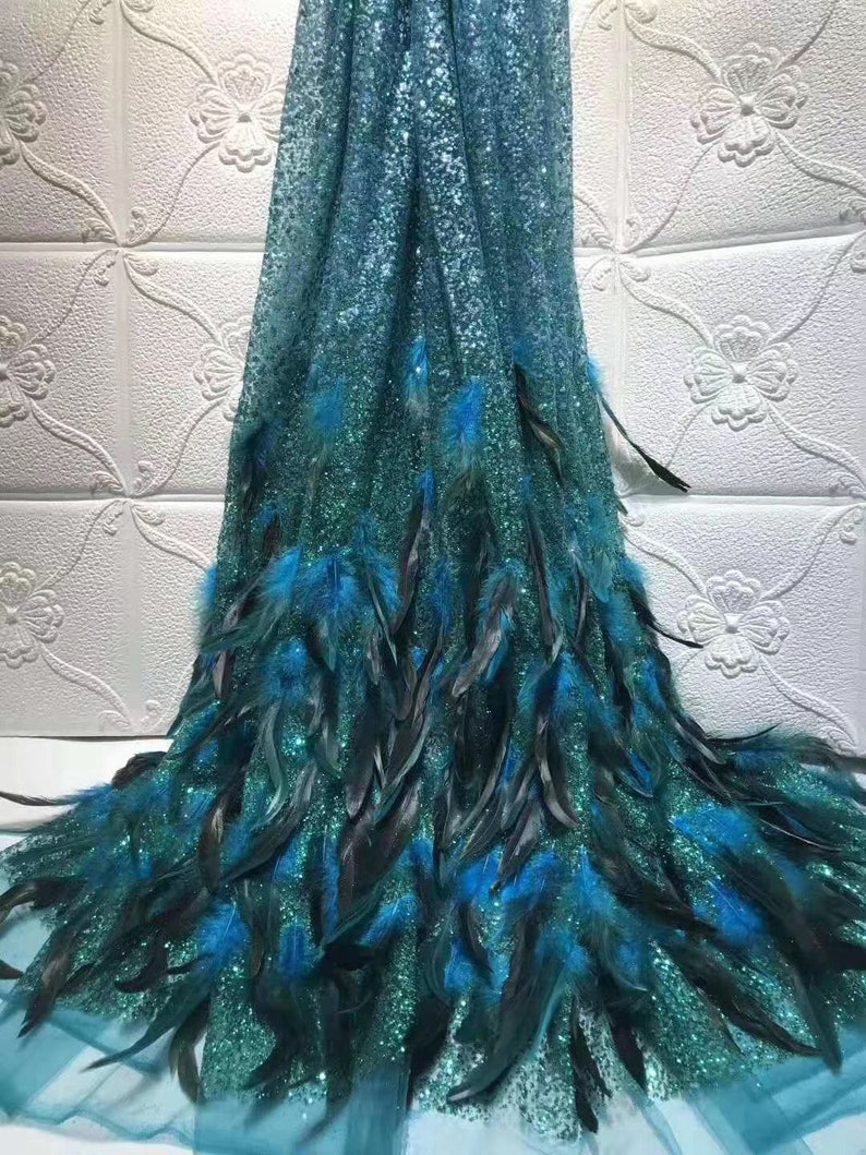 Feather Lace Fabric, Glitter Christmas Dress Fabric, 5 Yards - Etsy