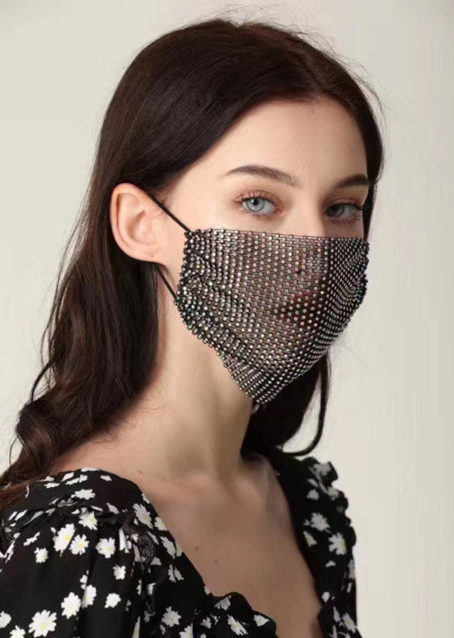 Fashion Shinning Fish Net Rhinestone Sleeve and Mask Set - Etsy