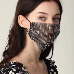 Fashion Shinning Fish Net Rhinestone Sleeve and Mask Set /quality Bling ...