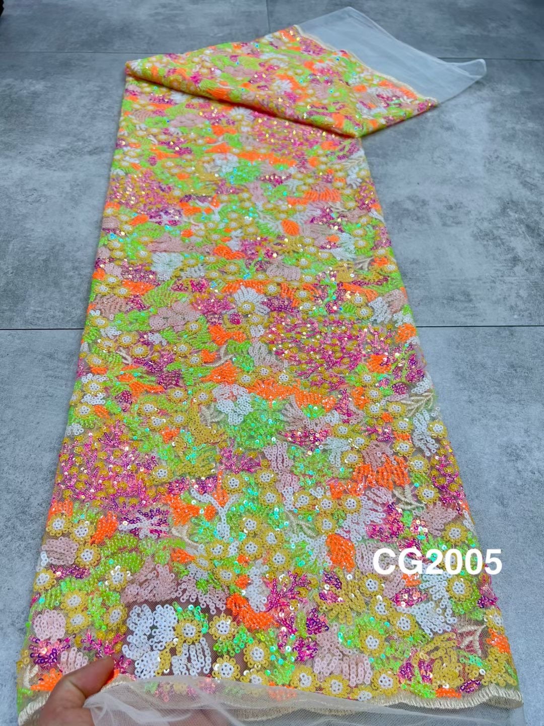 Fashion Full Sequins Lace Fabric , Quality Multicolor Sequins Lace ...