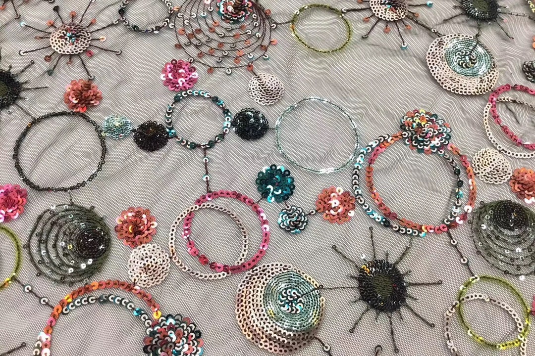 Sequin 3D Lace Fabric, Colorful Floral Embroidery, Fashion Dress Fabric - Etsy