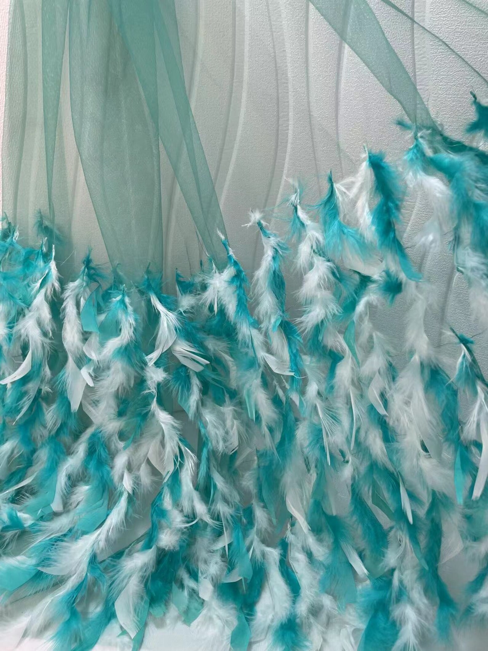 Fashion Lace Fabric With Feathers Multicolor Feather Fabric - Etsy