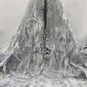 New Fashion Feather Lace Fabric , 6 Color Handmade Feather Fabric for ...